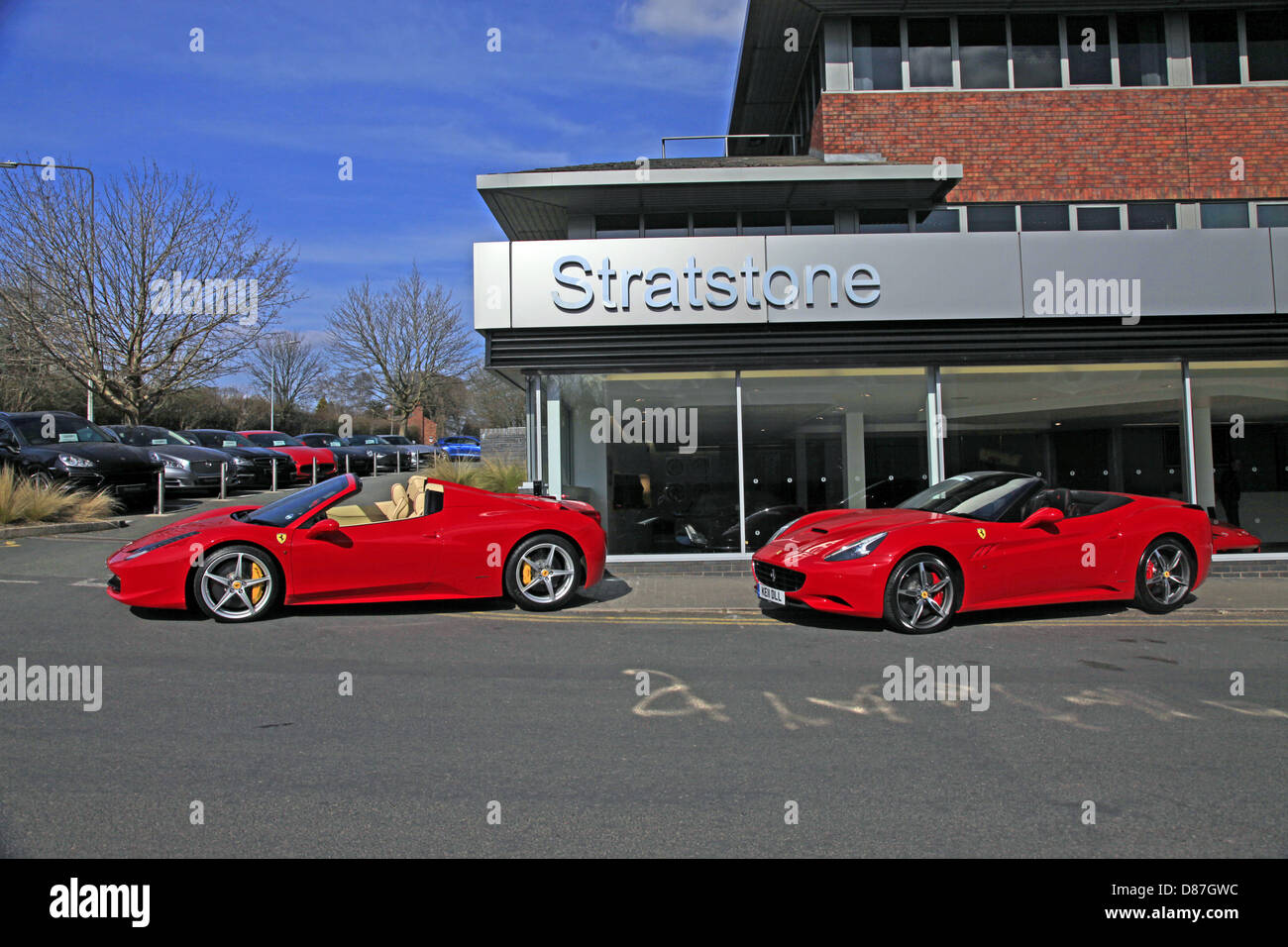 RED FERRARI 458 SPIDER & CALIFORNIA CARS WILMSLOW MANCHESTER ENGLAND 05 ...