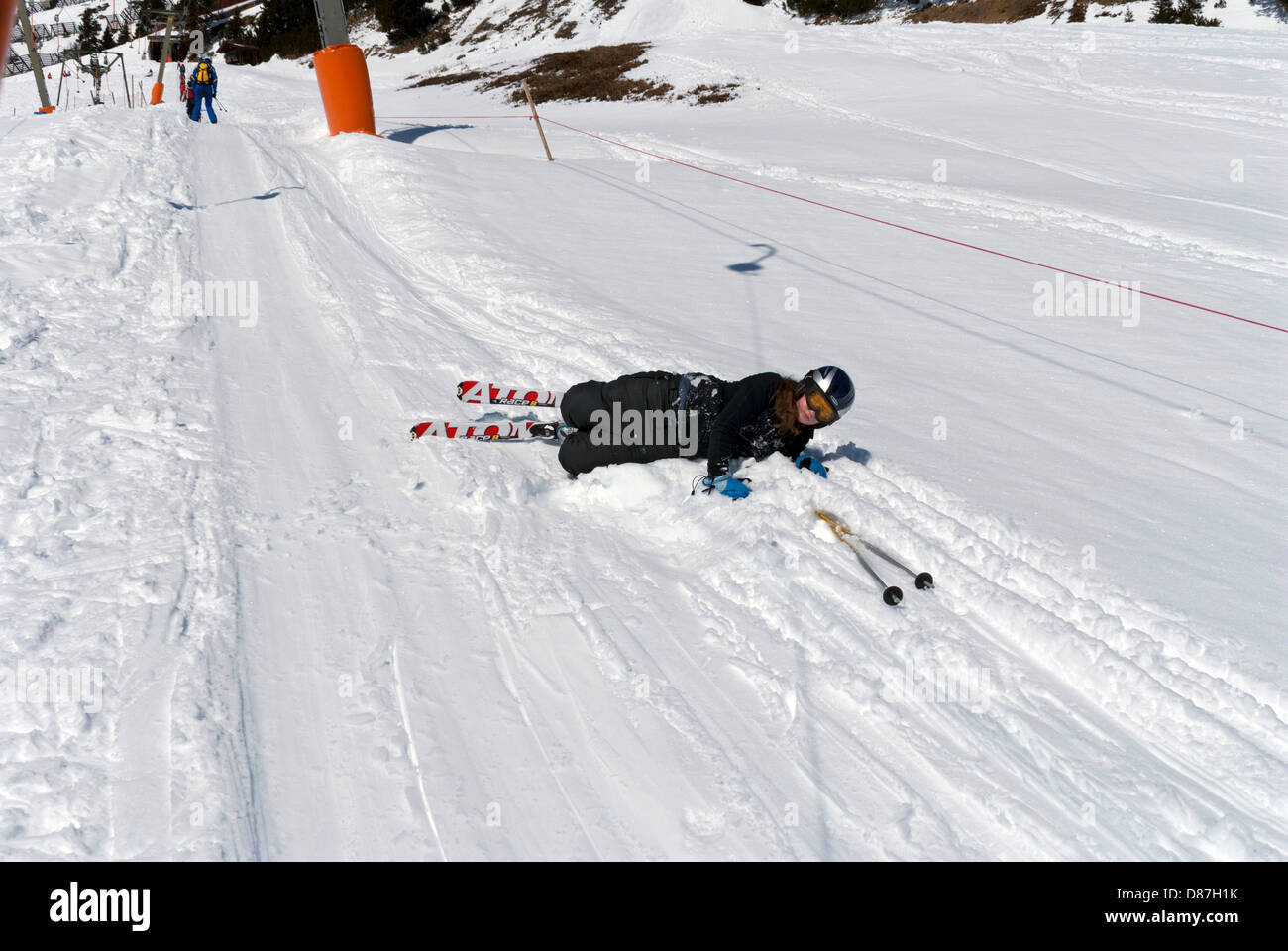 Skier fallen off a drag lift art St Anton, in Austria Stock Photo - Alamy