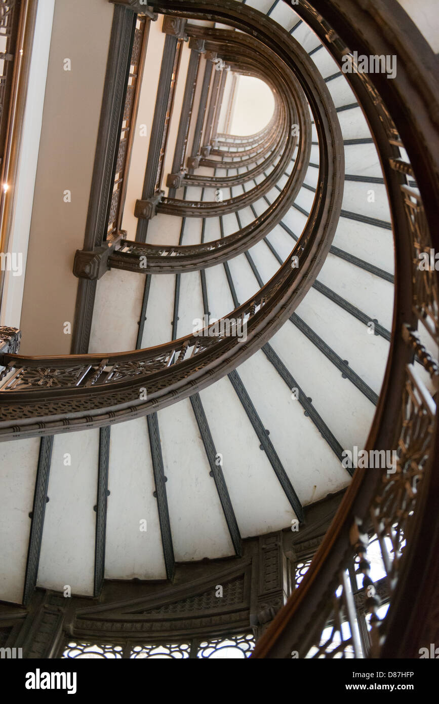 Staircase in the Rookery, Chicago's first skyscraper, completed in 1888 ...