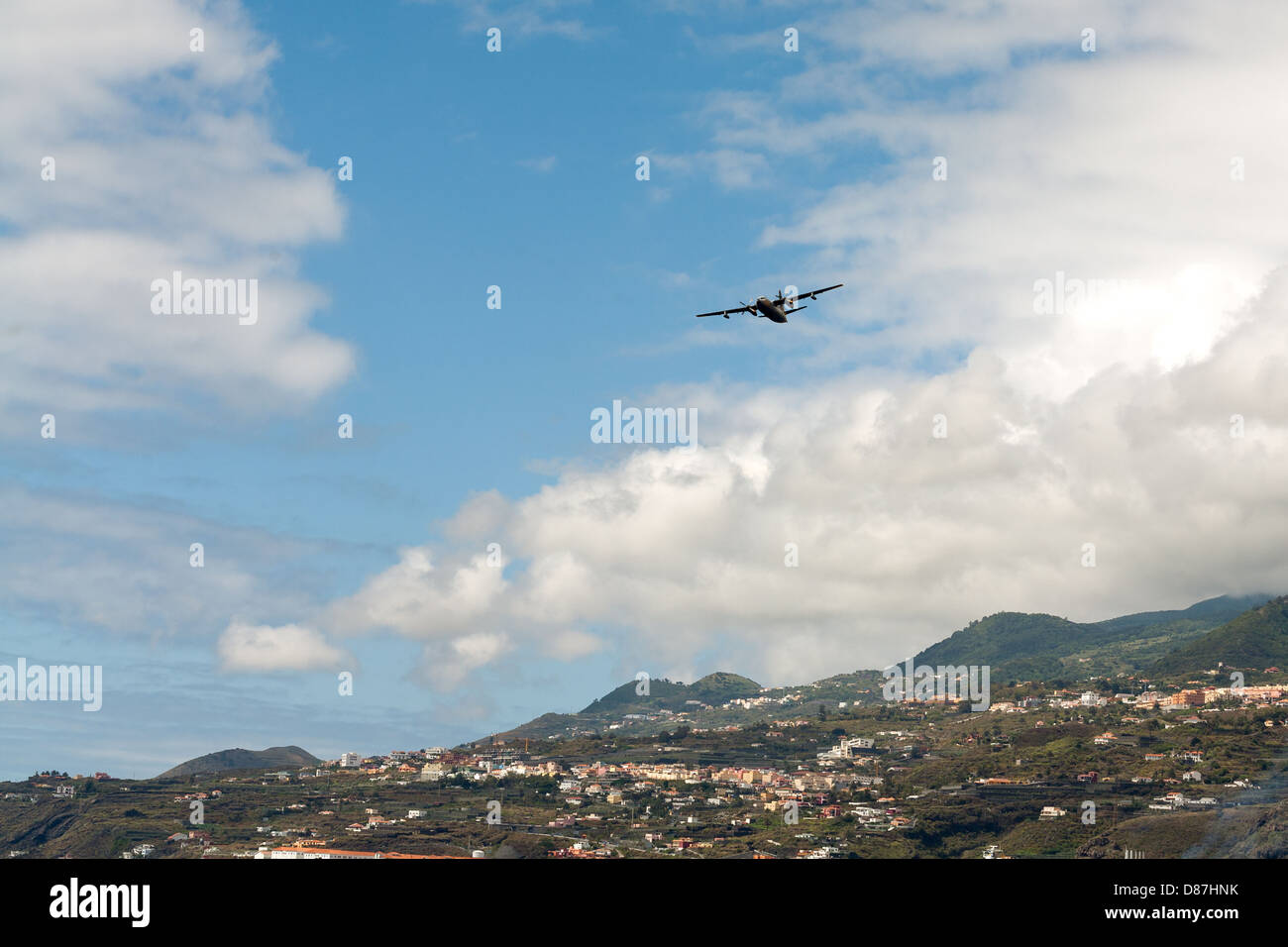 SAR (Search and rescue) aircraft taking off from La Palma Canary ...