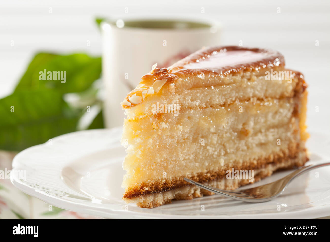 Plate of Milano Cake and cup of coffee in background, close up Stock ...