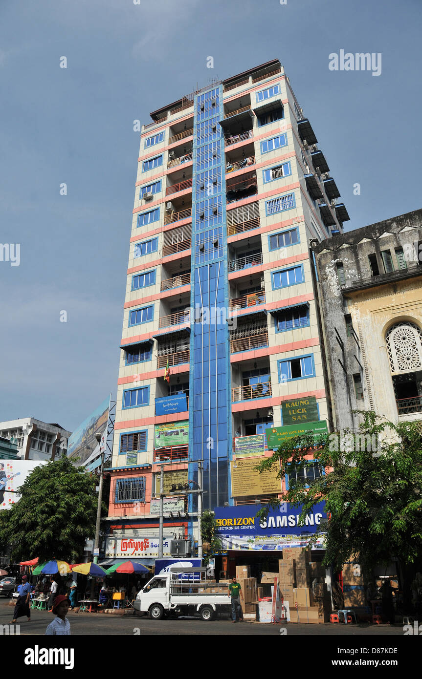 street scene, modern building, Yangon, Myanmar Stock Photo - Alamy