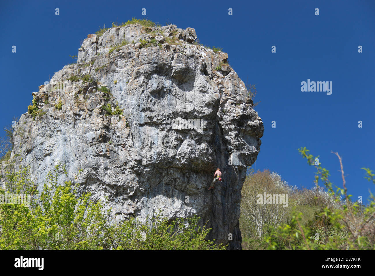 Climber on Lion Rock, Cheddar Gorge and Caves, Somerset, England, Great ...