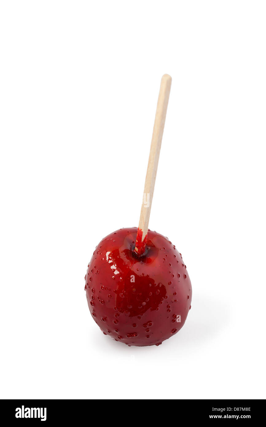 Red candy apple on the white background Stock Photo - Alamy