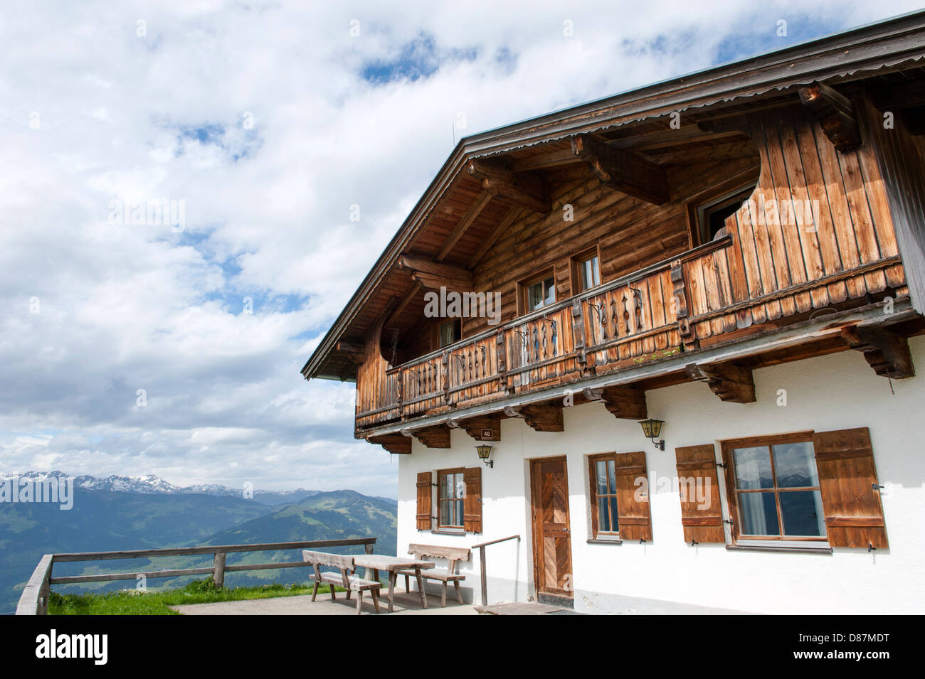 Traditional Tyrolean mountain chalet at Hohe Salve in Tyrol with ...