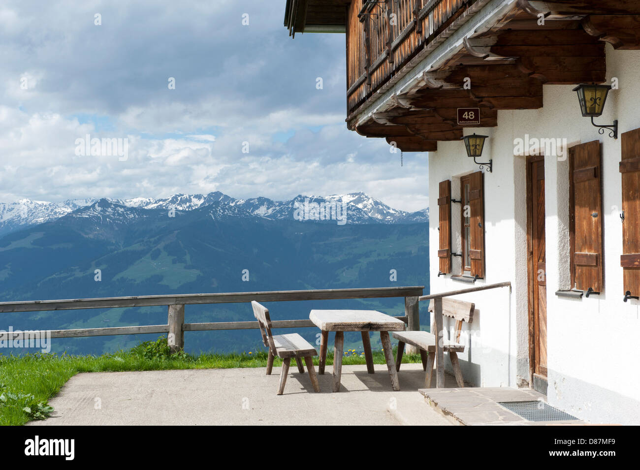 Traditional Tyrolean mountain chalet at Hohe Salve in Tyrol with ...
