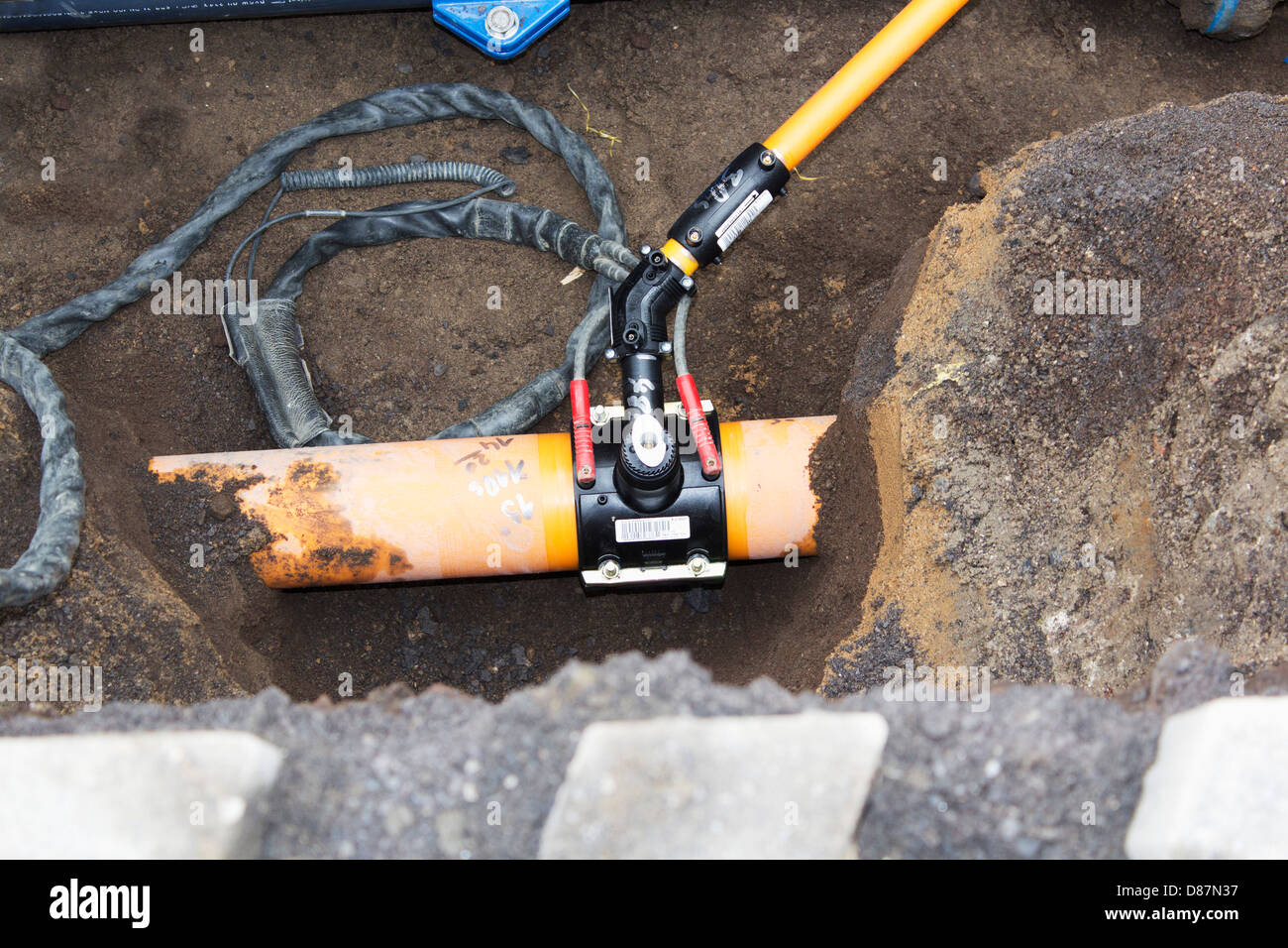 Europe, Germany, Rhineland Palatinate, Construction of natural gas pipe ...