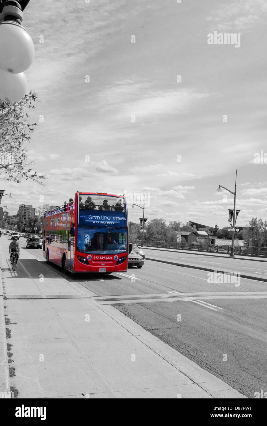 Red touristic bus in Down town Ottawa-Canada Stock Photo - Alamy