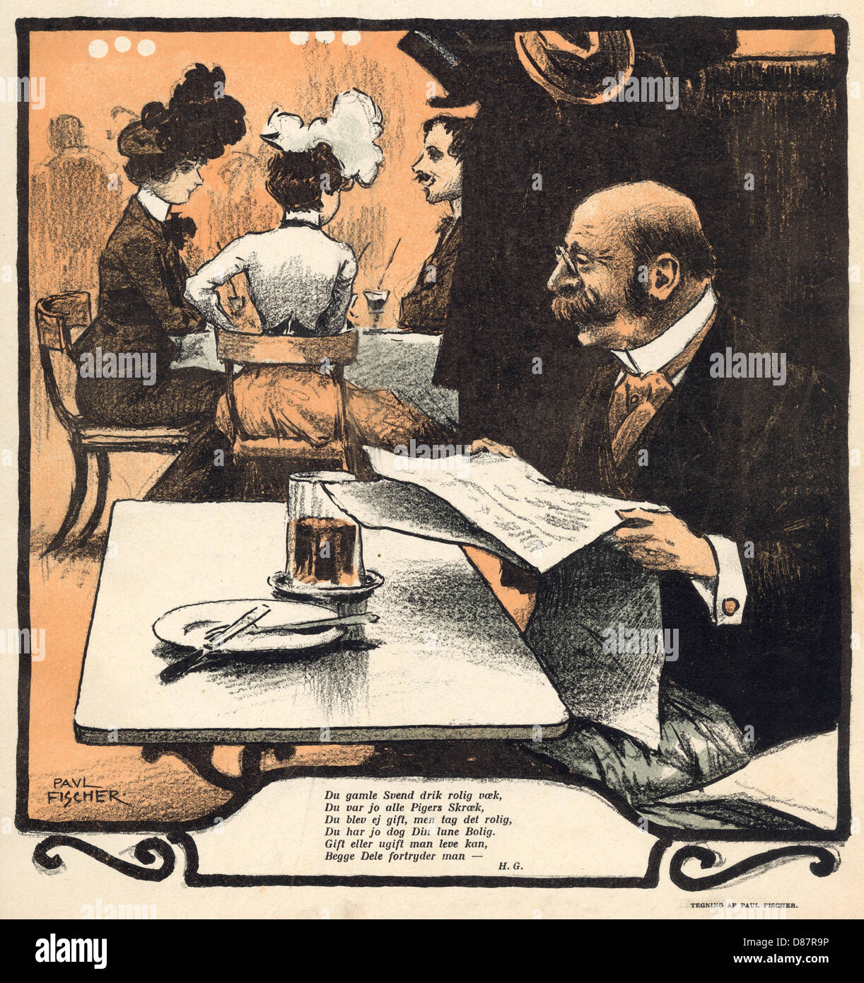 Danish Cafe Scene 1901 Stock Photo - Alamy
