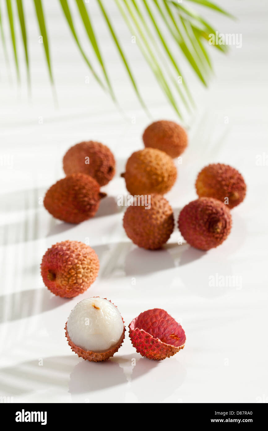 Litchi on white background, close up Stock Photo - Alamy