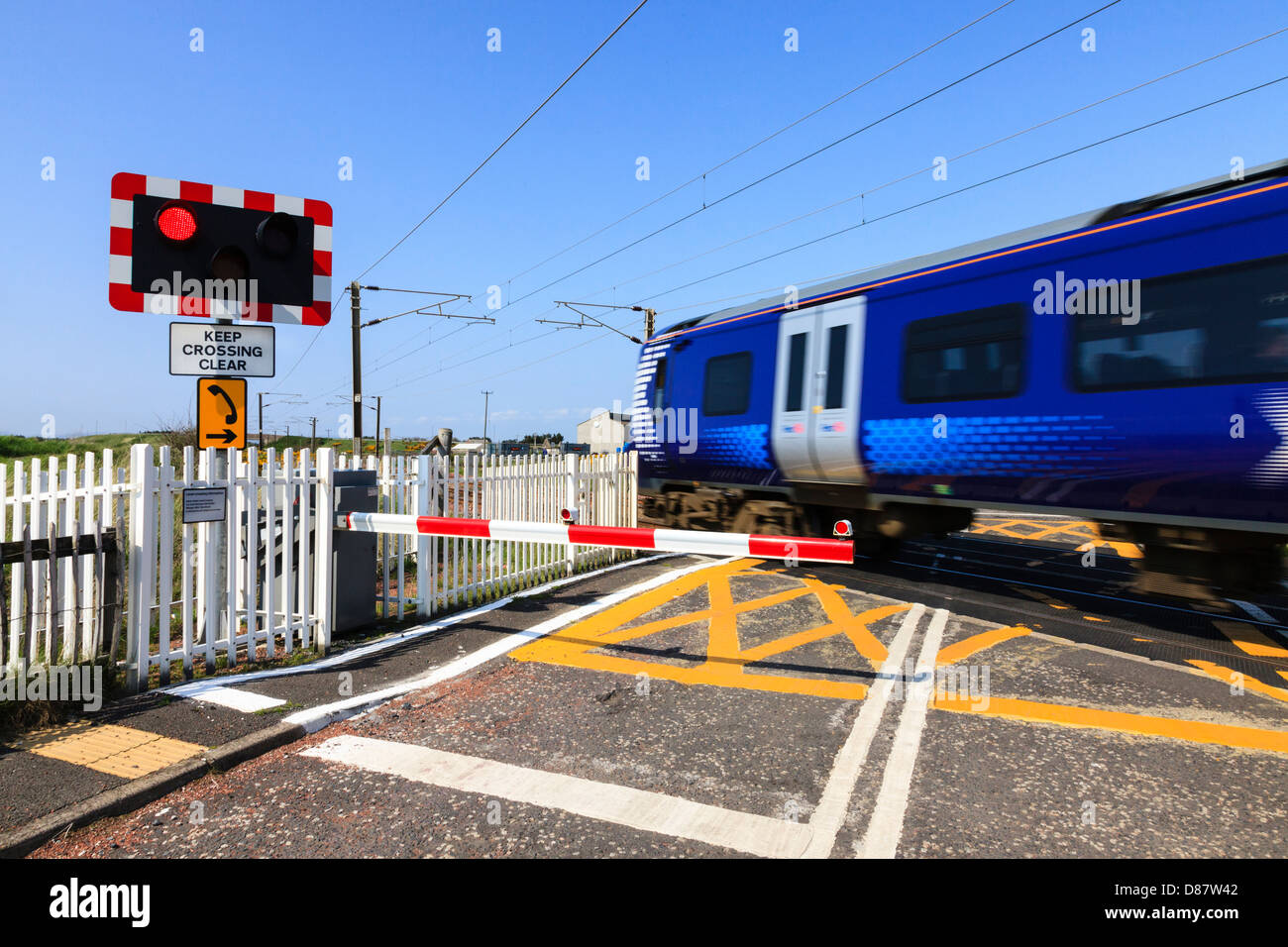 Warning signs. traffic control lights and emergency telephone at the ...