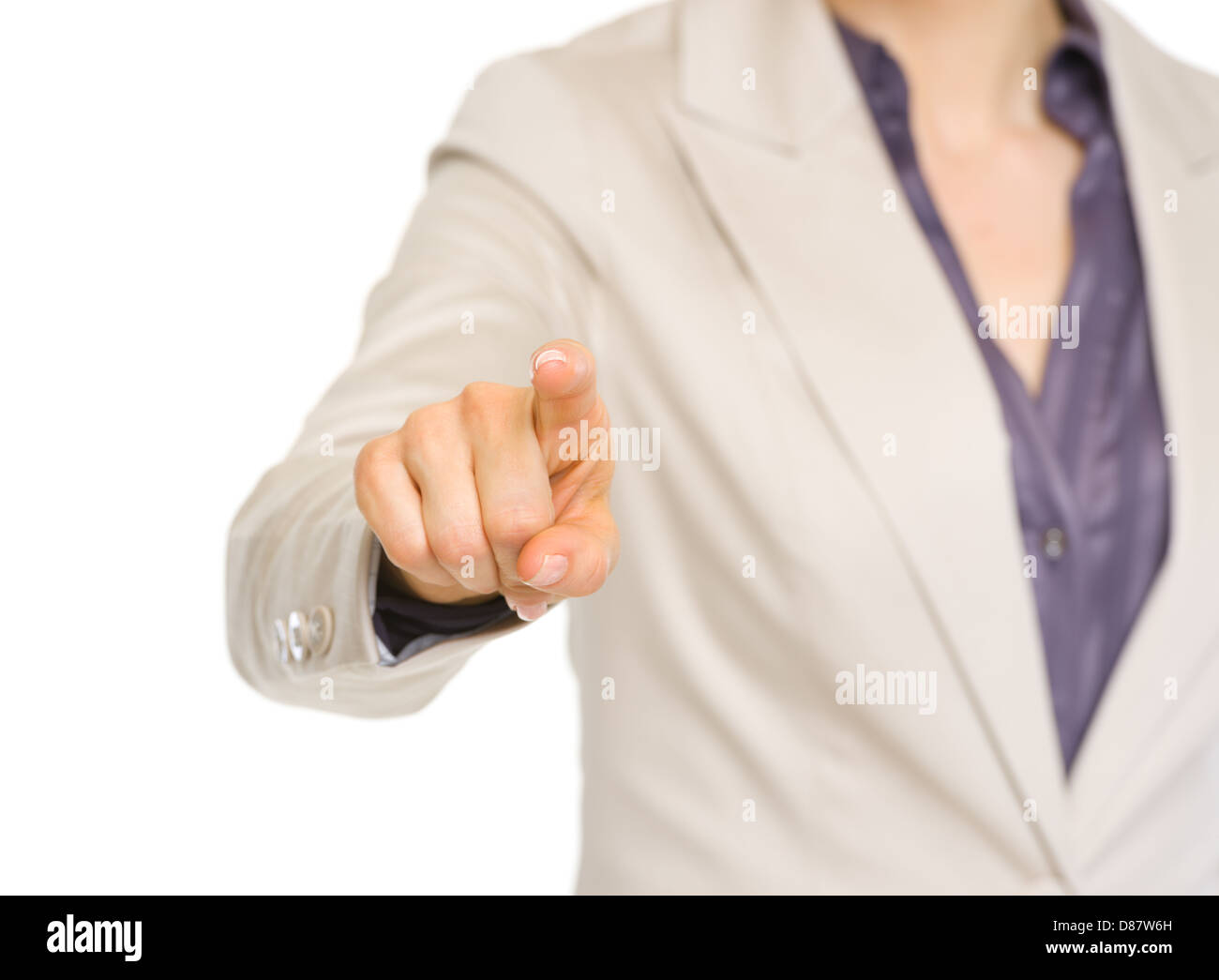 Closeup on business woman pointing in camera Stock Photo - Alamy