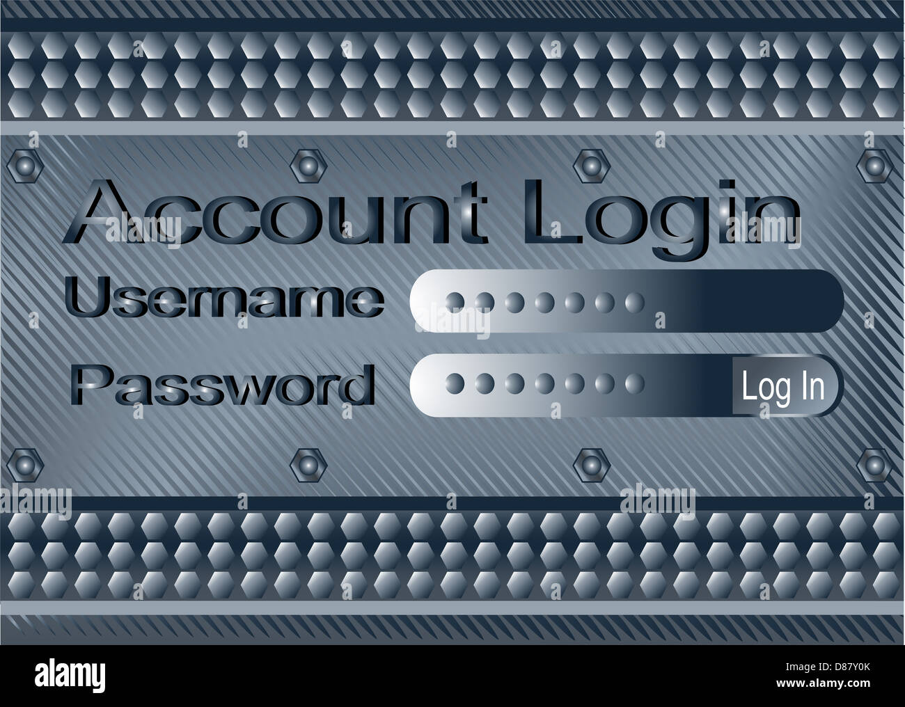 Dark metal plate with account login form Stock Photo - Alamy