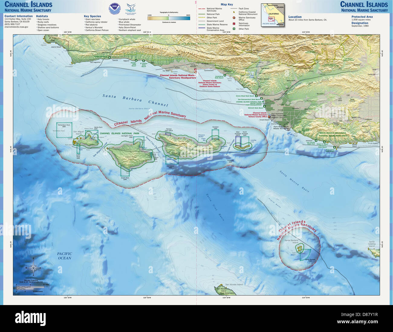 Channel Islands NMS map Stock Photo - Alamy