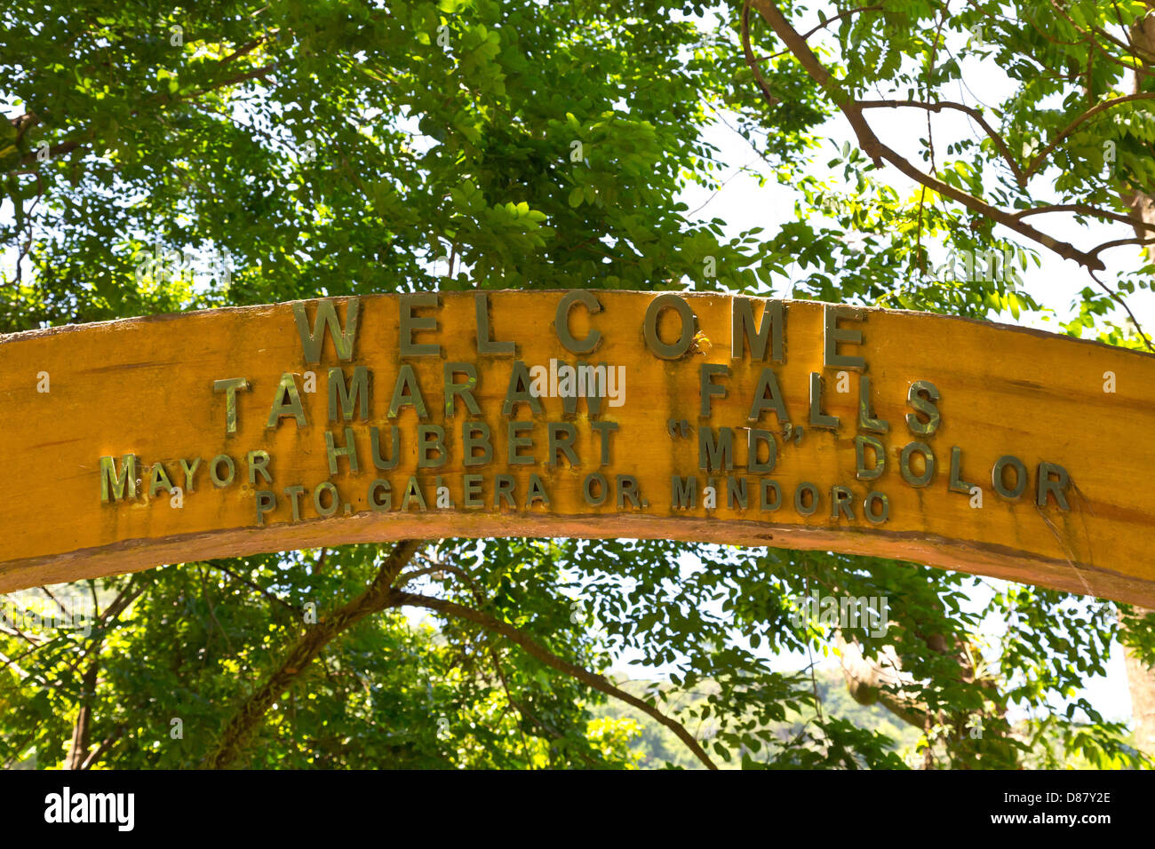 Welcome Sign to the Tamaraw Waterfalls in Oriental Mindoro, Philippines ...