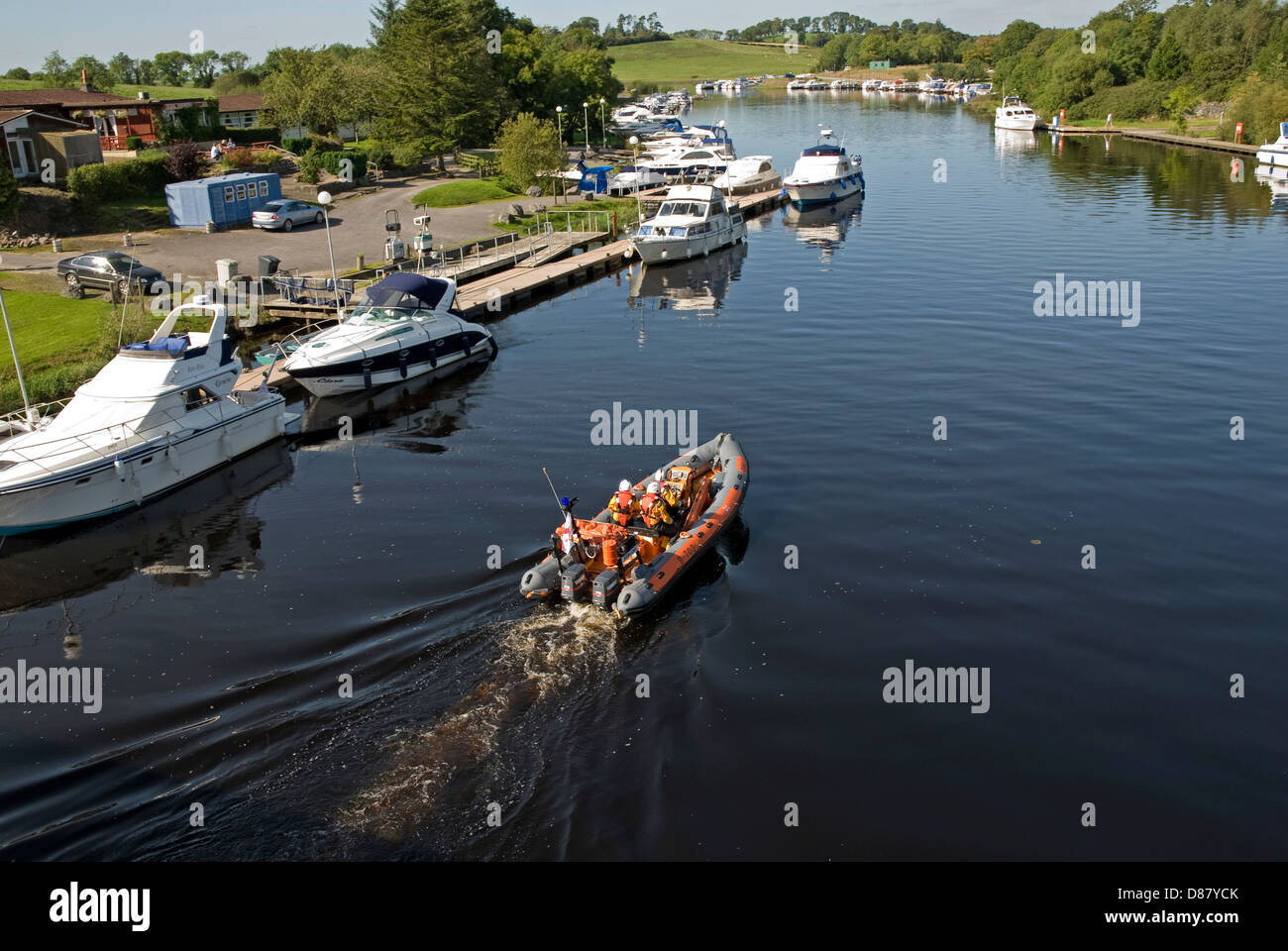 Upper Lough Erne lifeboat entering Carrybridge Marina, Upper Lough Erne ...