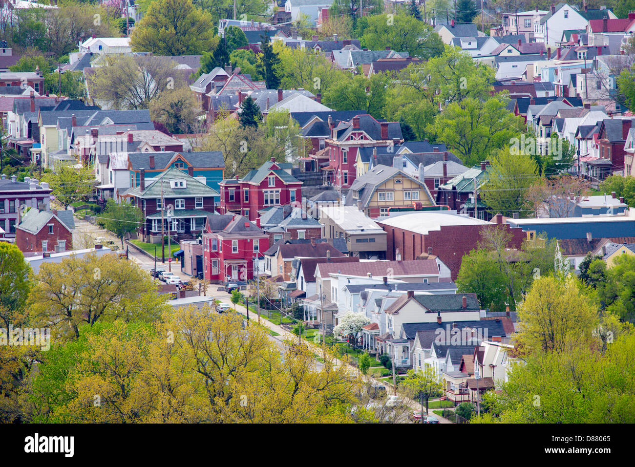 Aerial view of houses and building in Covington Kentucky Stock Photo ...