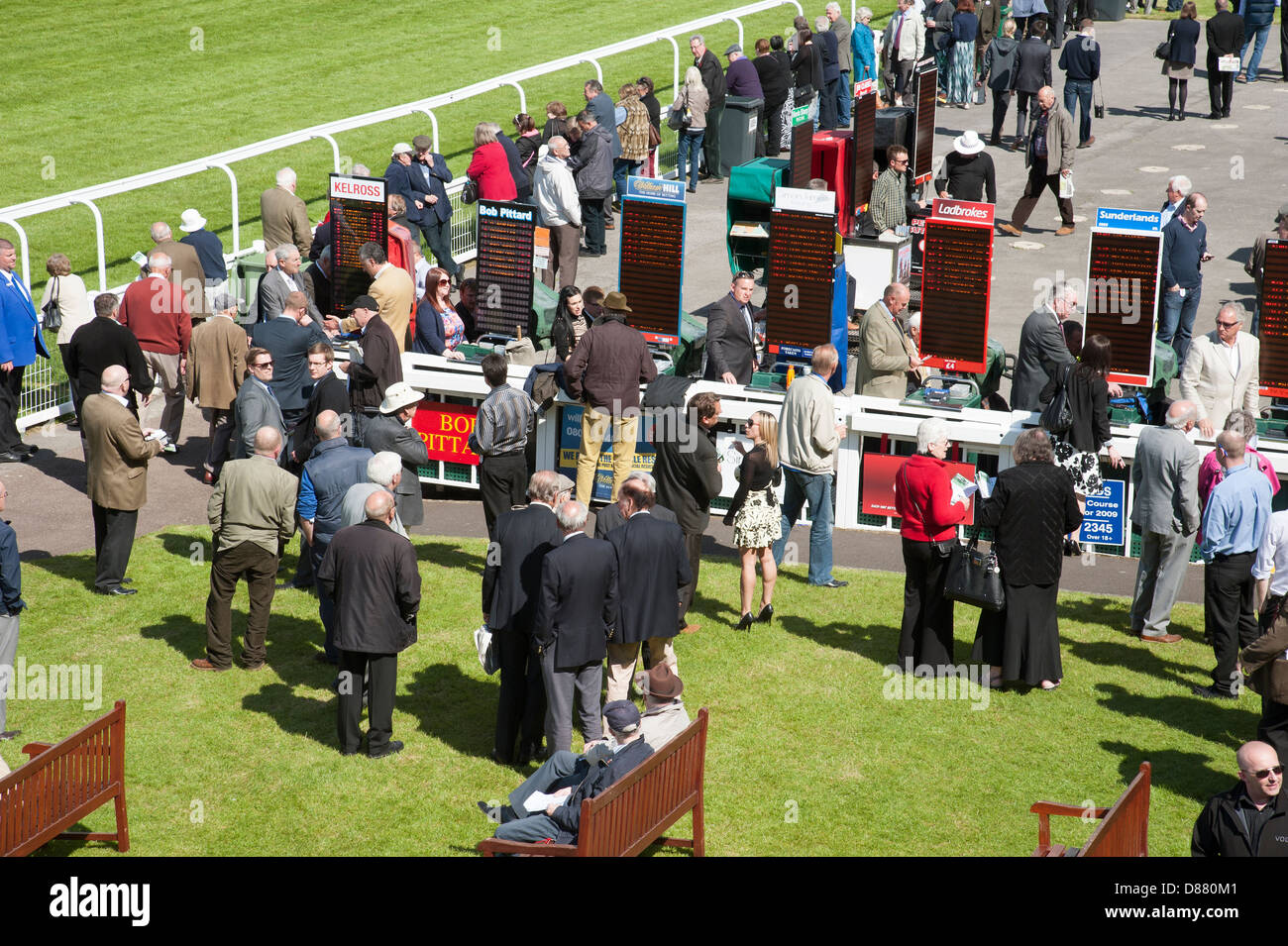 Salisbury Races line up of bookmakers on the course Stock Photo - Alamy