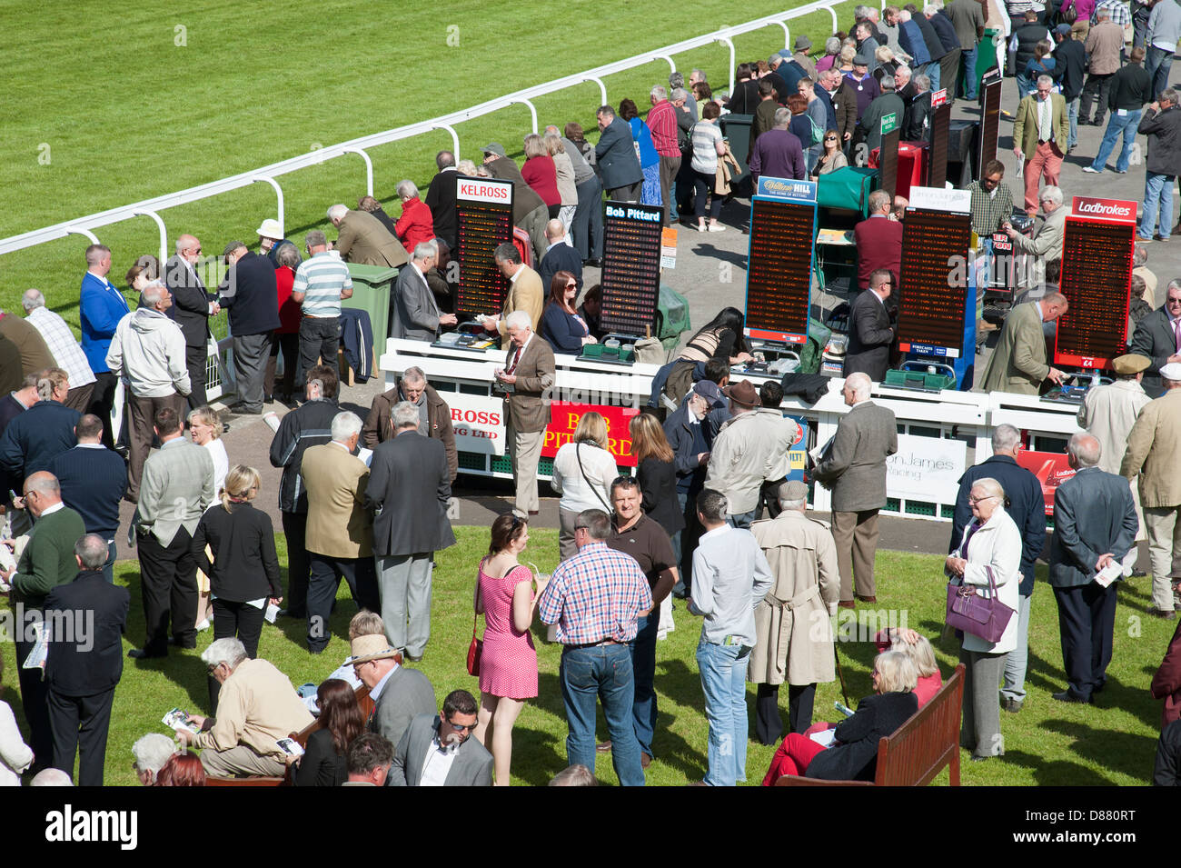 Salisbury Races line up of bookmakers on the course Stock Photo - Alamy