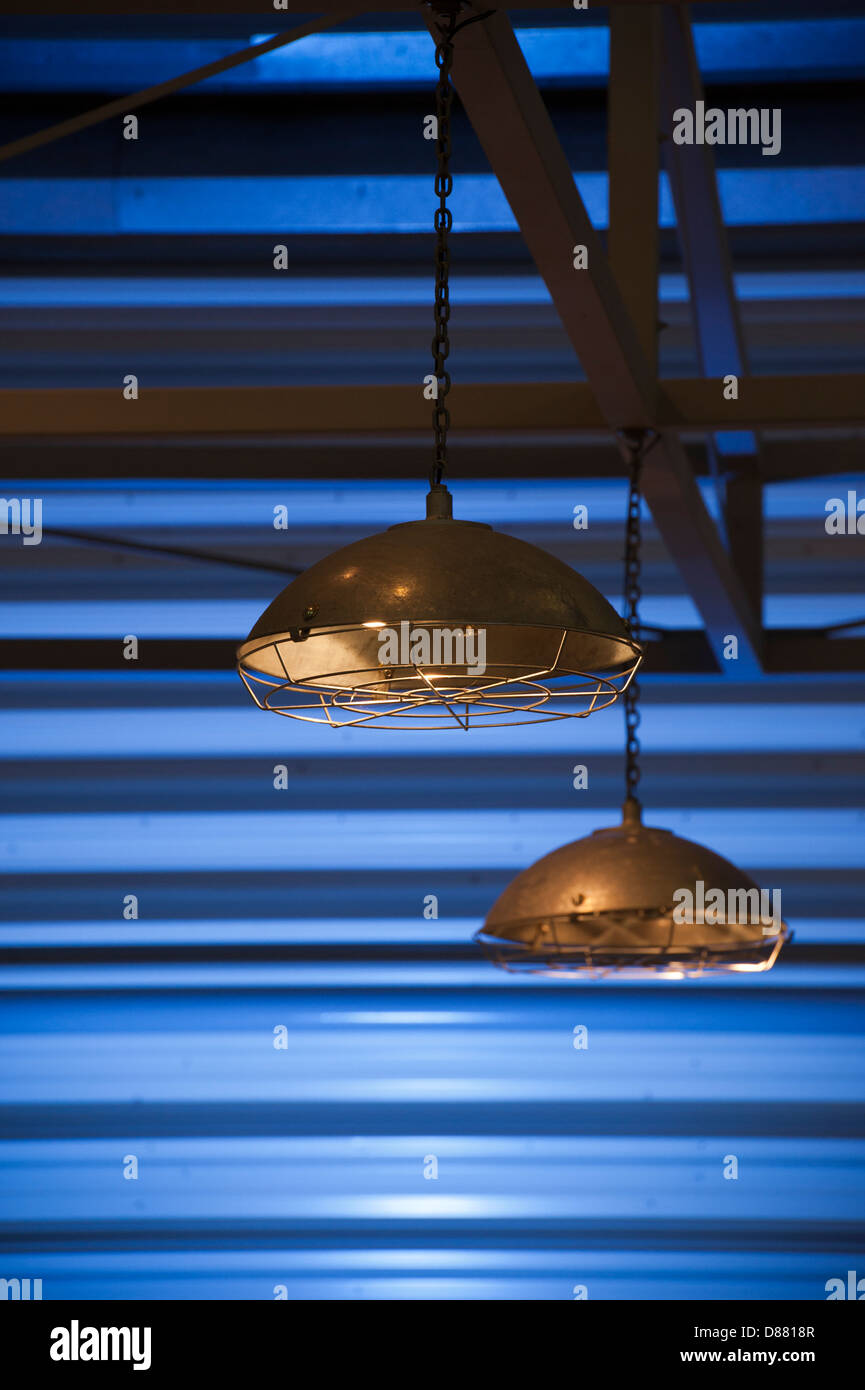 copper lights on blue background Stock Photo - Alamy