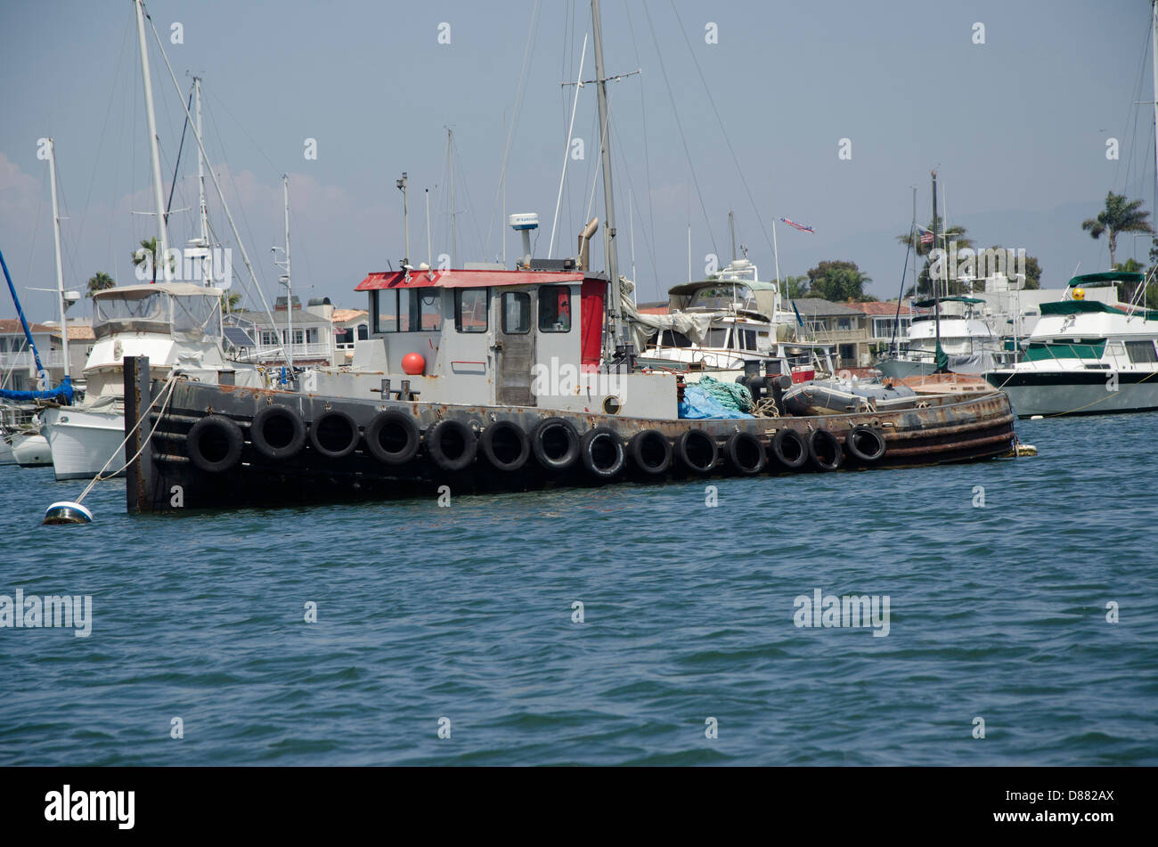 Tug Boat at anchor in Newport Harbor Stock Photo - Alamy