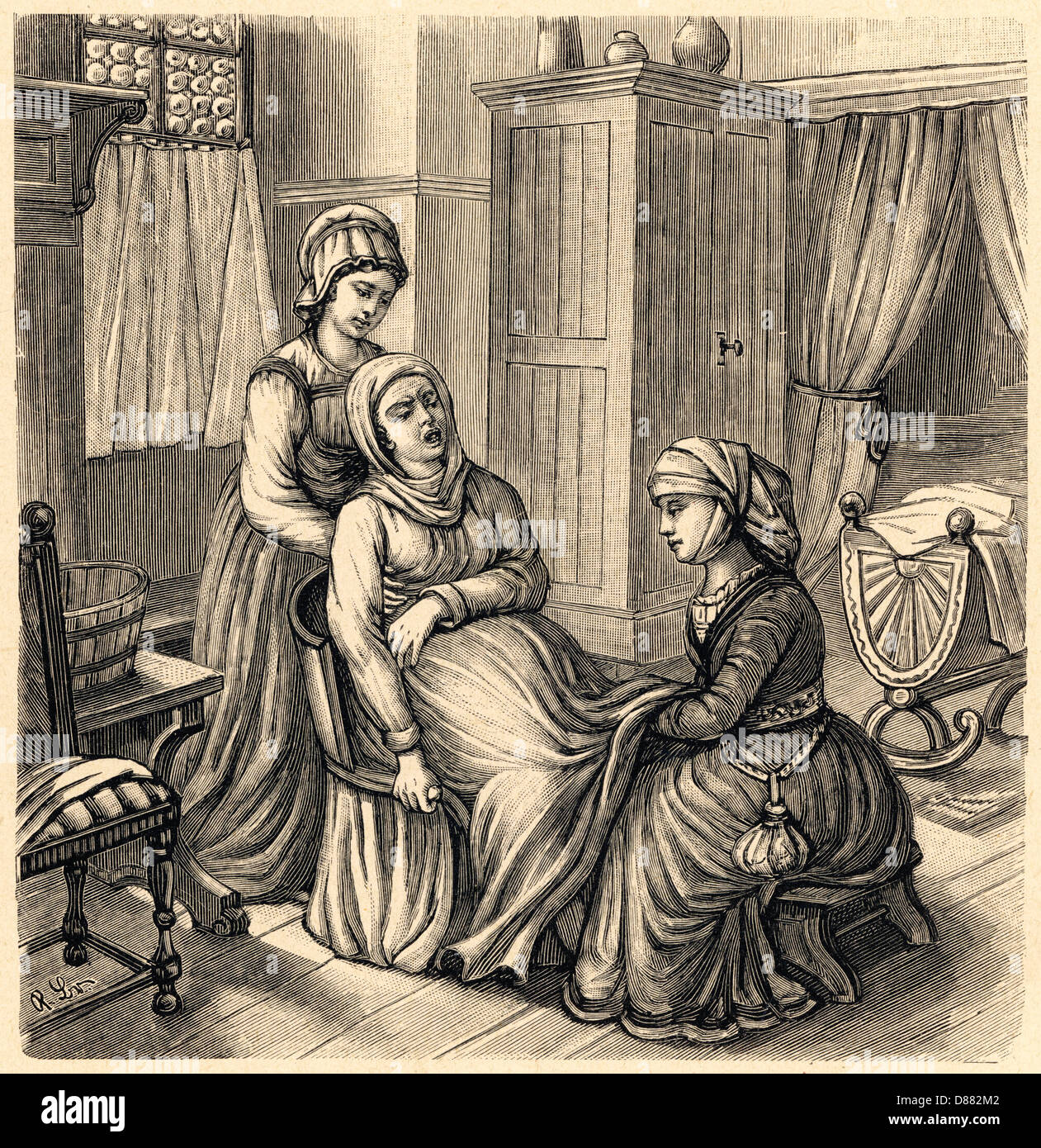 BIRTH STOOL C1500 Stock Photo - Alamy