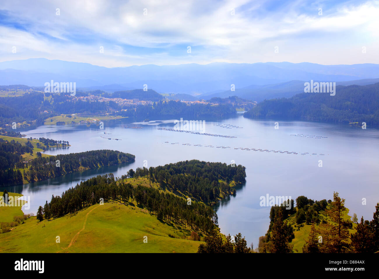 High view mountain panorama of Dospat dam lake Stock Photo - Alamy