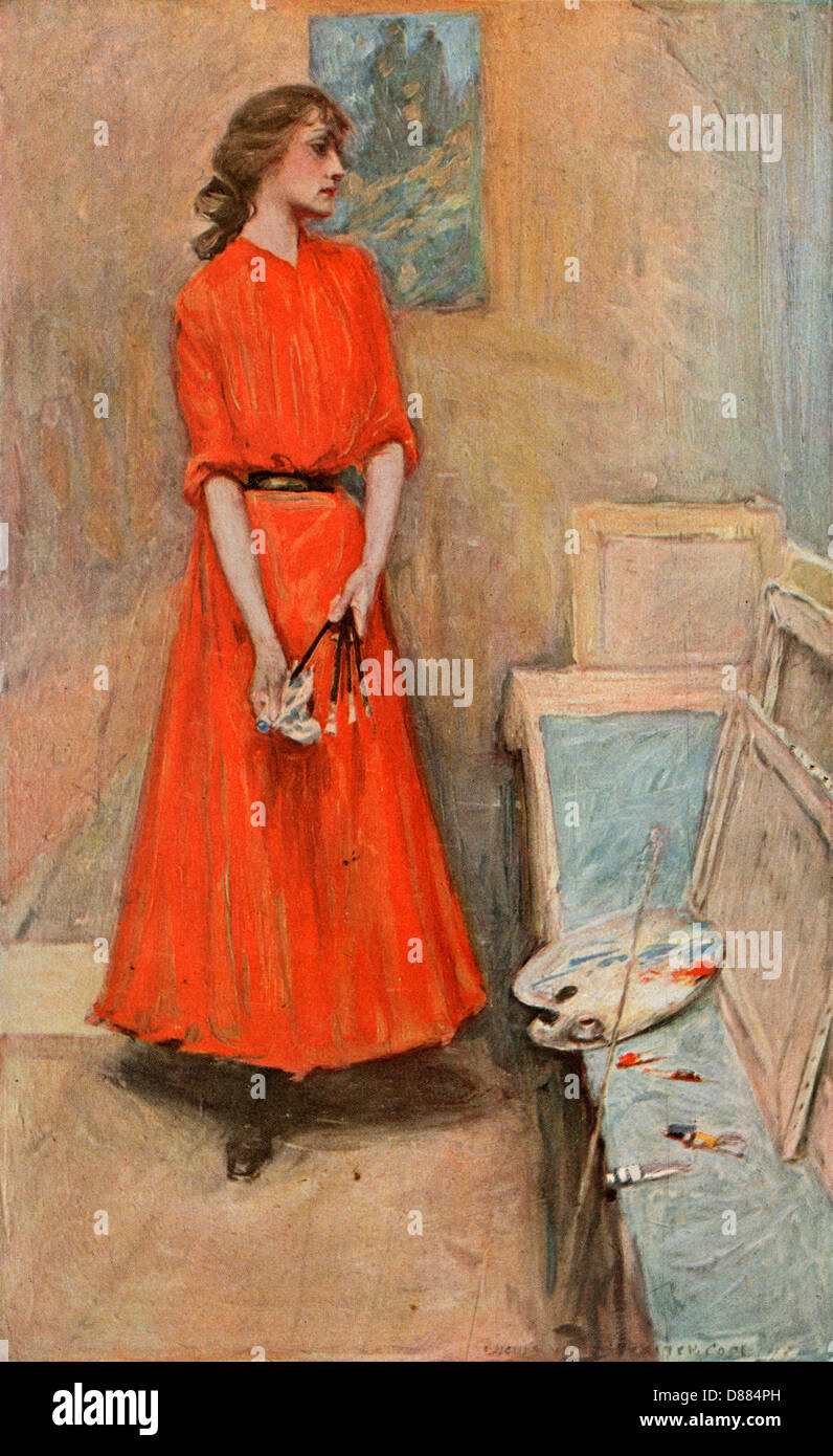 LADY ARTIST IN STUDIO Stock Photo - Alamy