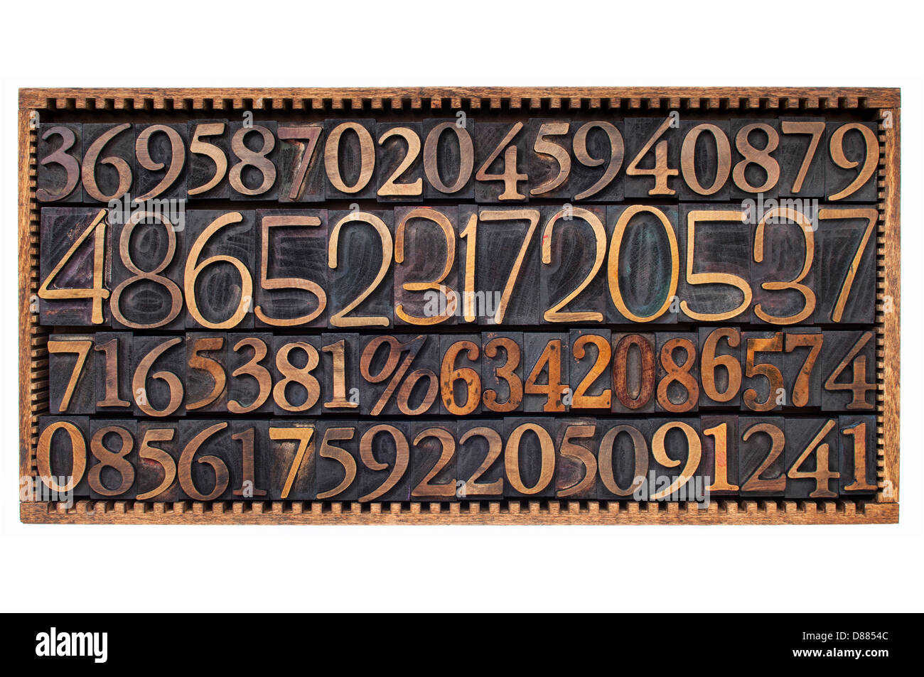 box of numbers - numerical abstract - a variety of letterpress wood ...