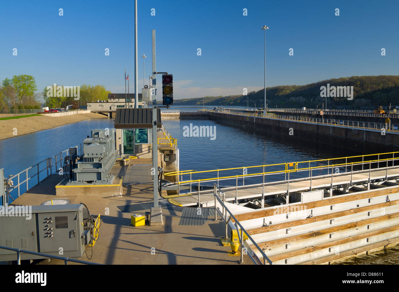 Lock and Dam structure on Mississippi River in Hastings Minnesota Stock ...