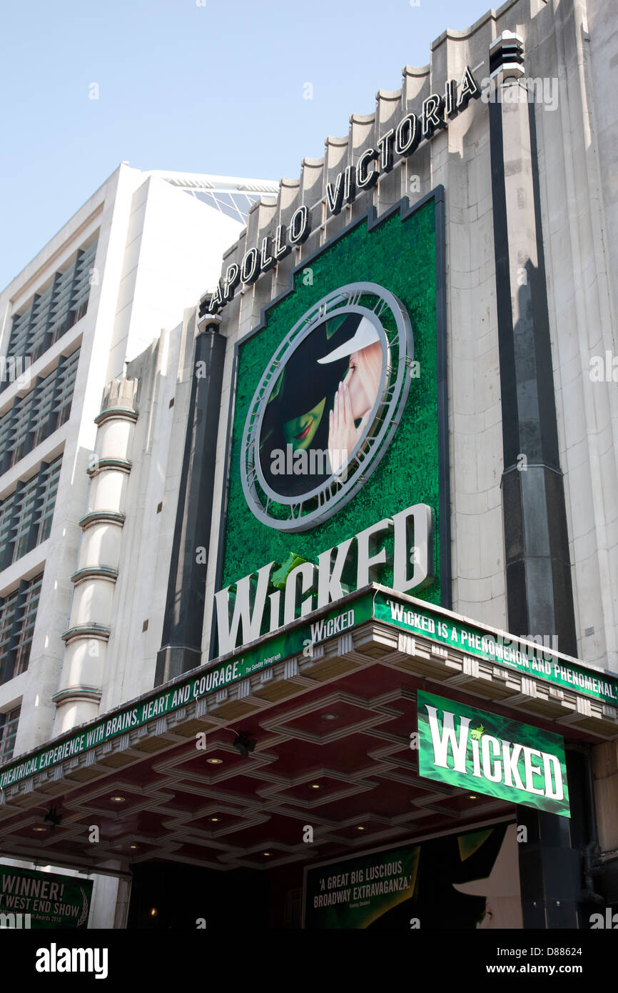 Facade of the Apollo Victoria Theatre showing the Wicked show ...