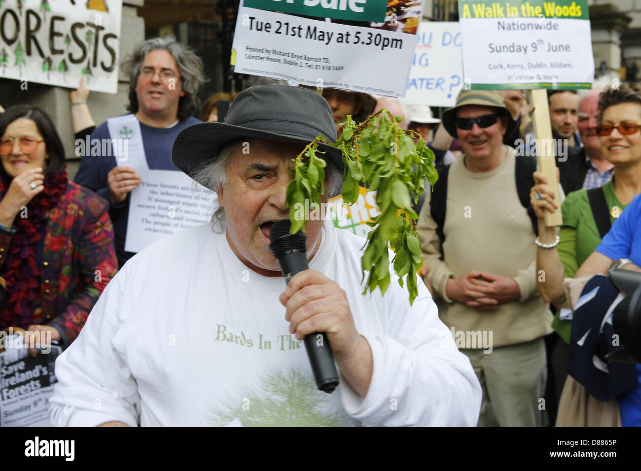Dublin, Ireland. 21st May 2013. John recites his poem 'Whose woods are ...