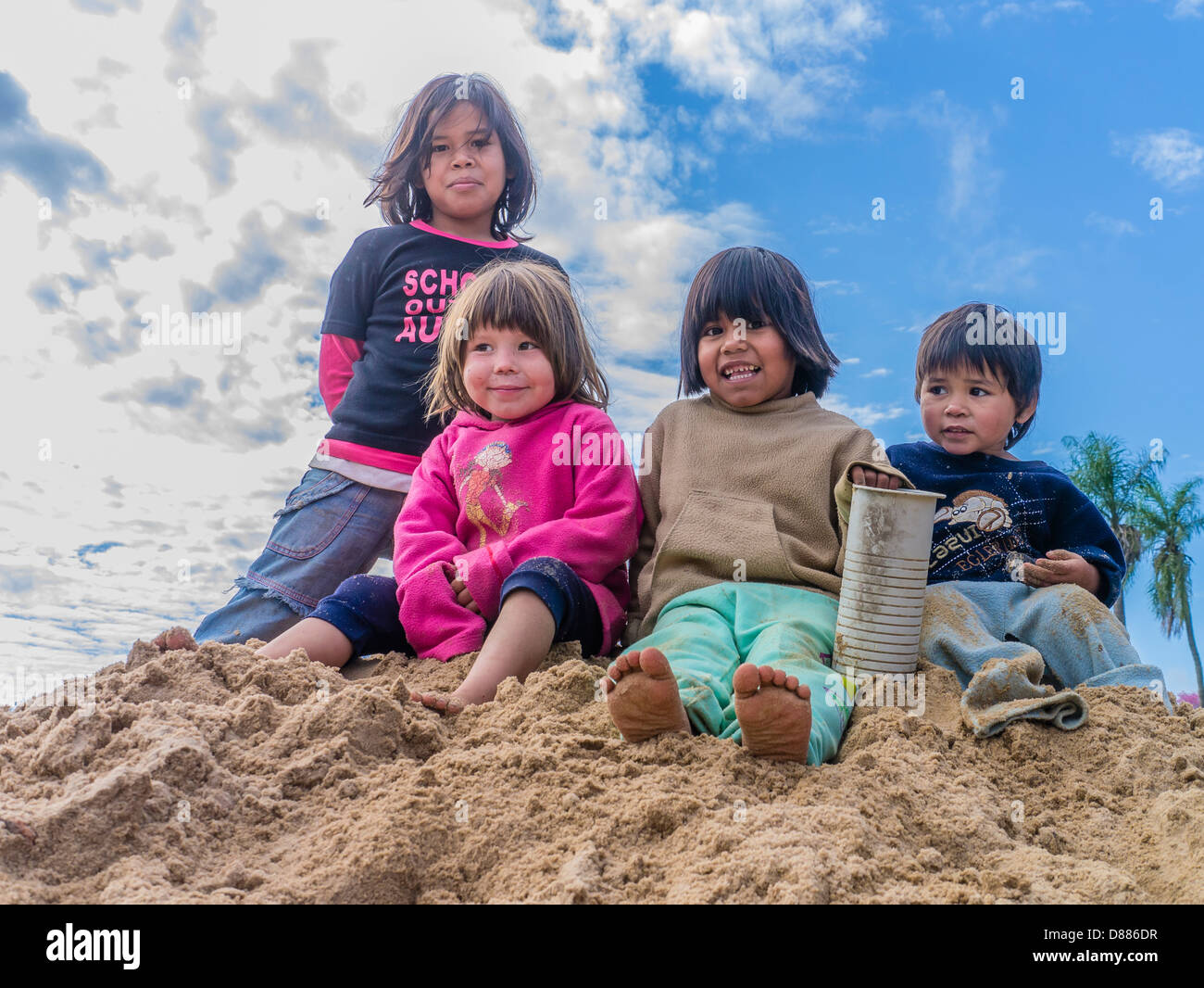 Hispanic girls playing youngsters kids children outside hi-res stock ...