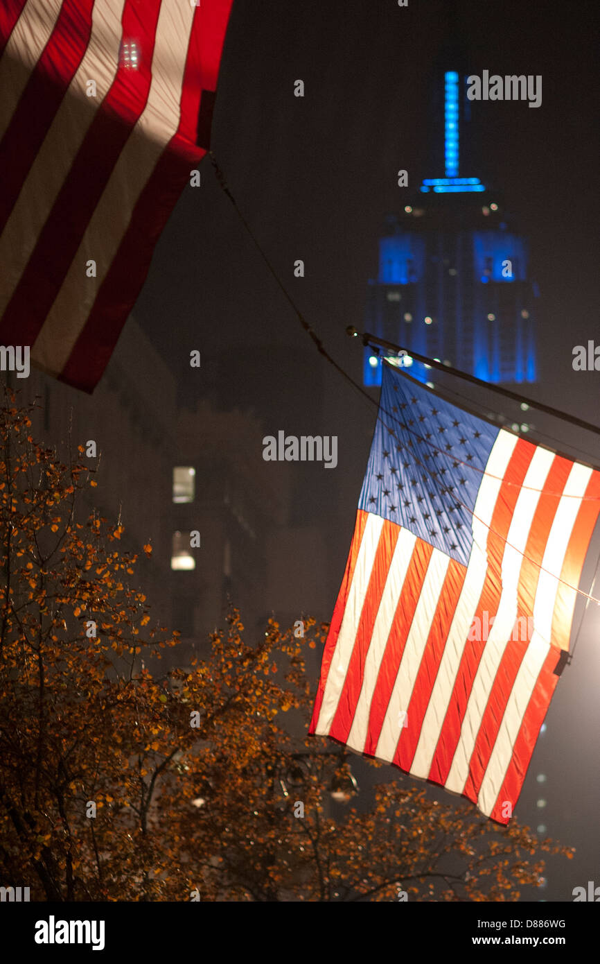 Empire State Building American Flags High Resolution Stock Photography ...