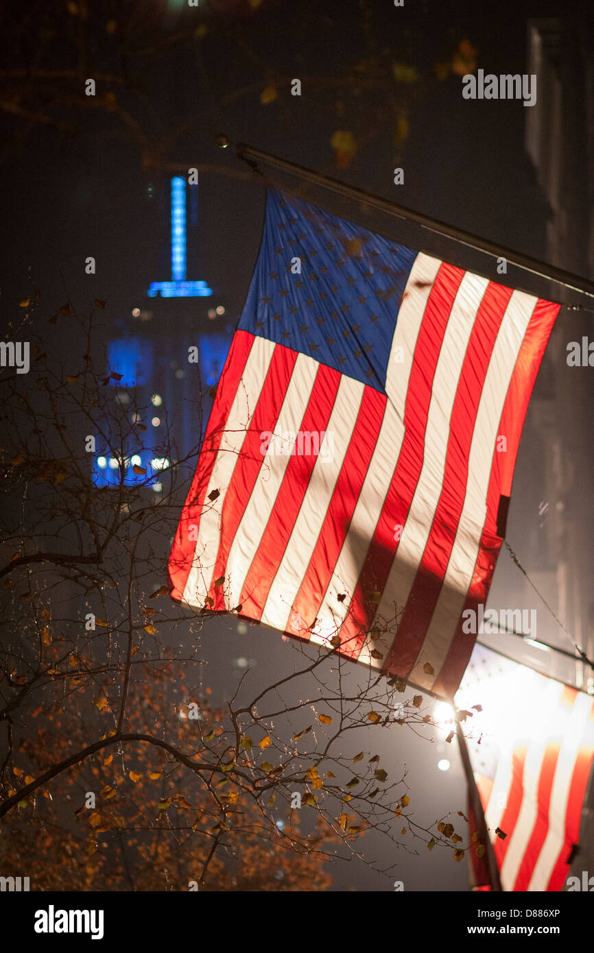 Empire State Building American Flags High Resolution Stock Photography ...