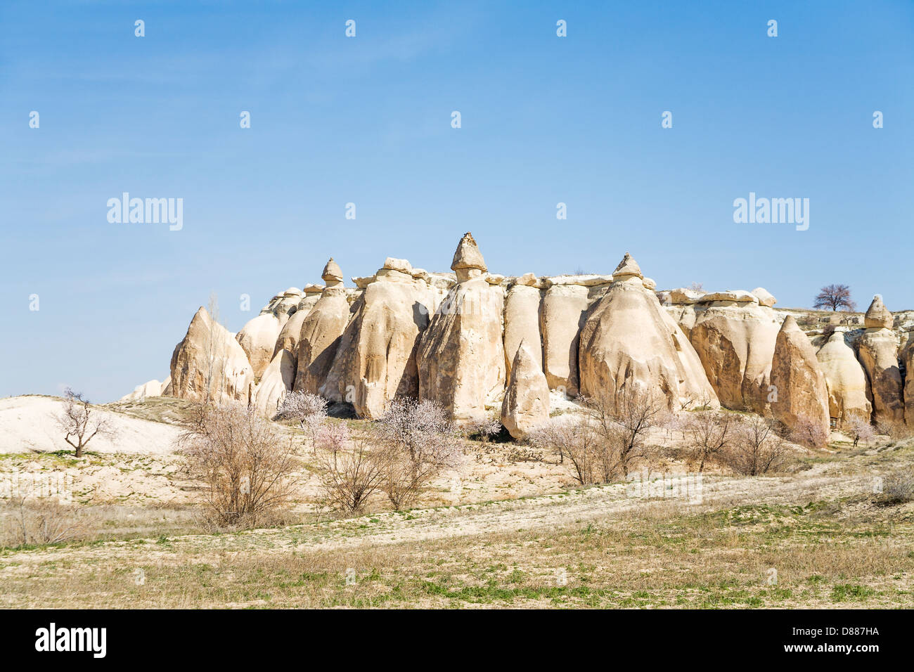 Fairy chimney houses and scenery near Goreme in Cappadocia, Central ...