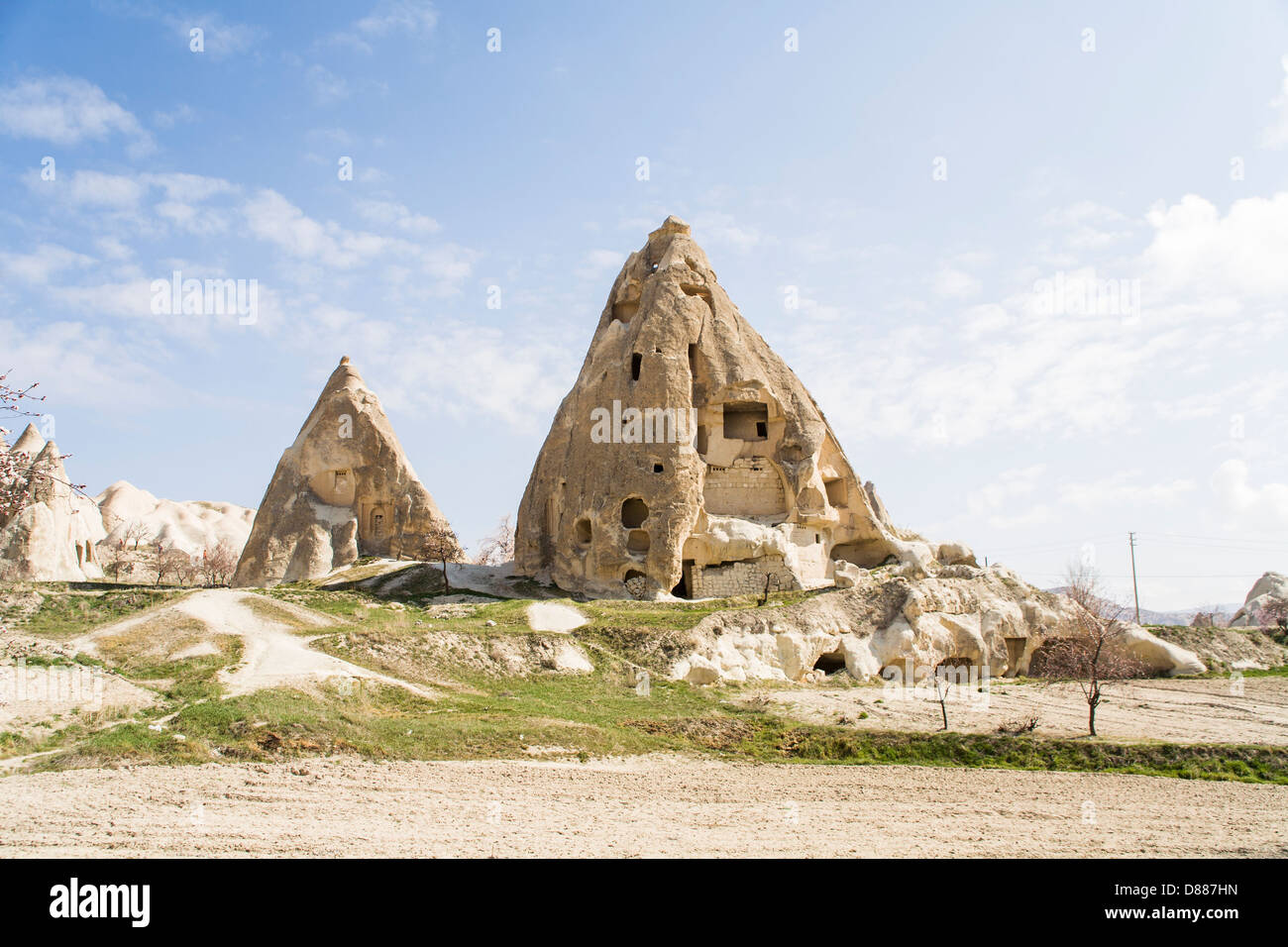 Fairy chimney rock dwellings in Goreme, Cappadocia, Central Anatolia ...