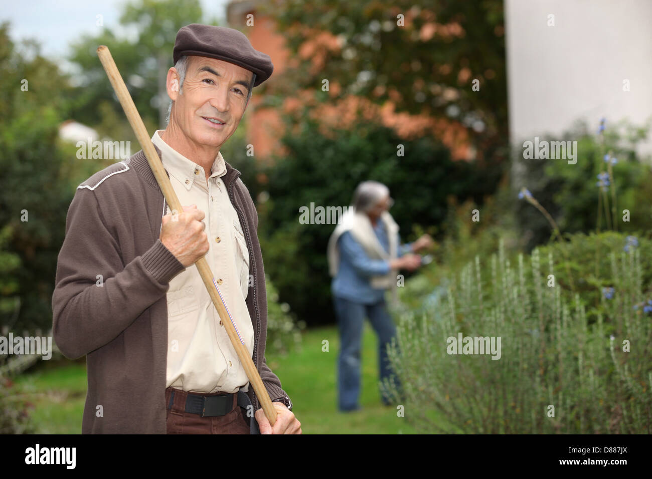 Senior people in garden Stock Photo - Alamy