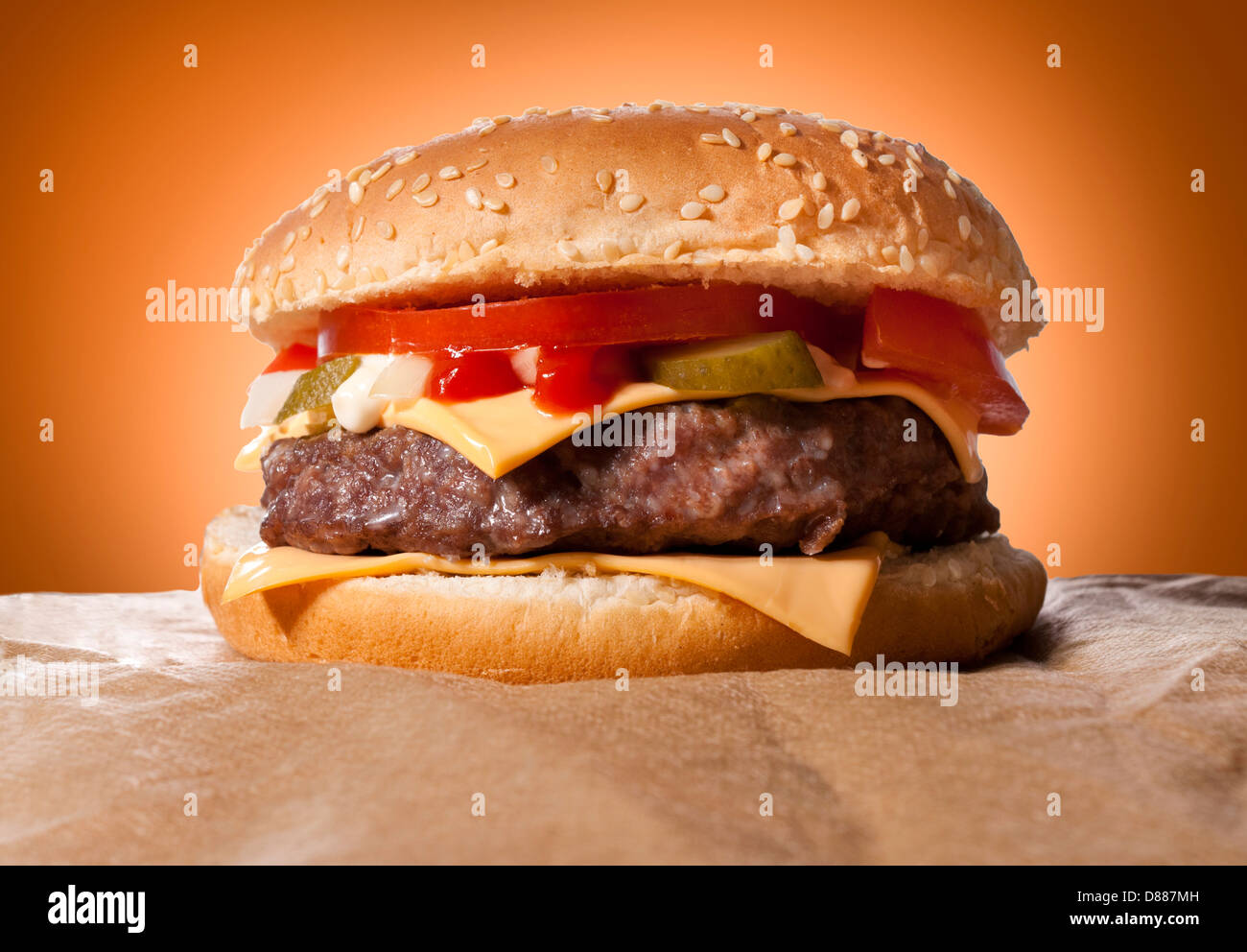 Big cheeseburger in low key technique Stock Photo - Alamy
