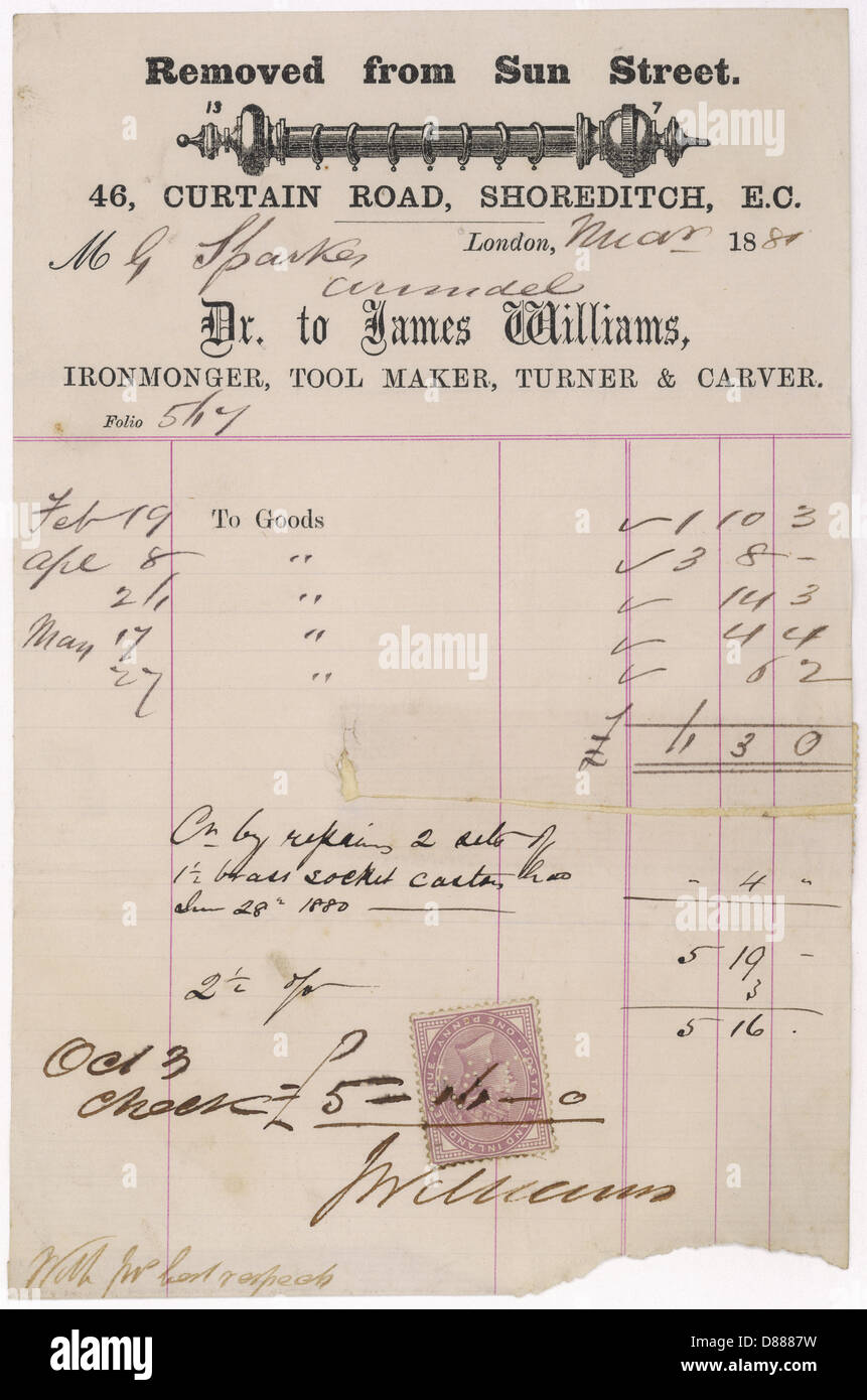 IRONMONGER RECEIPT 1881 Stock Photo - Alamy