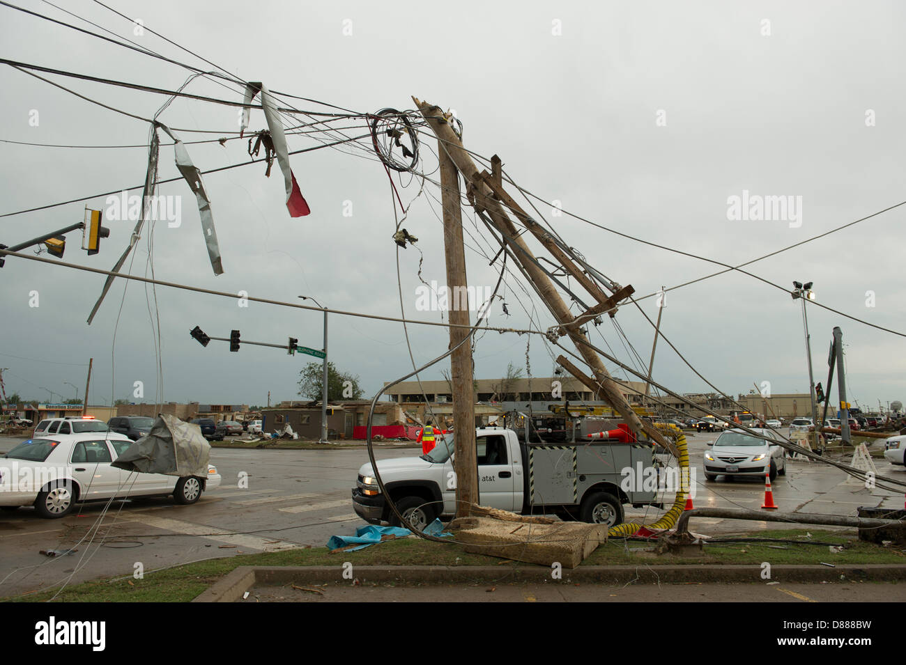 Oklahoma, USA. May 21, 2013. Power lines were damaged all across Moore ...