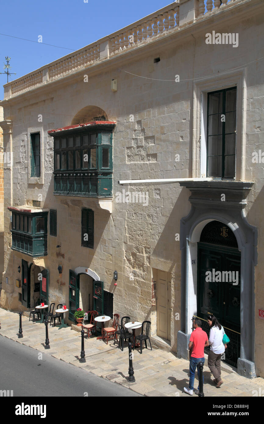 Malta, Valletta, street scene, typical traditional architecture Stock ...