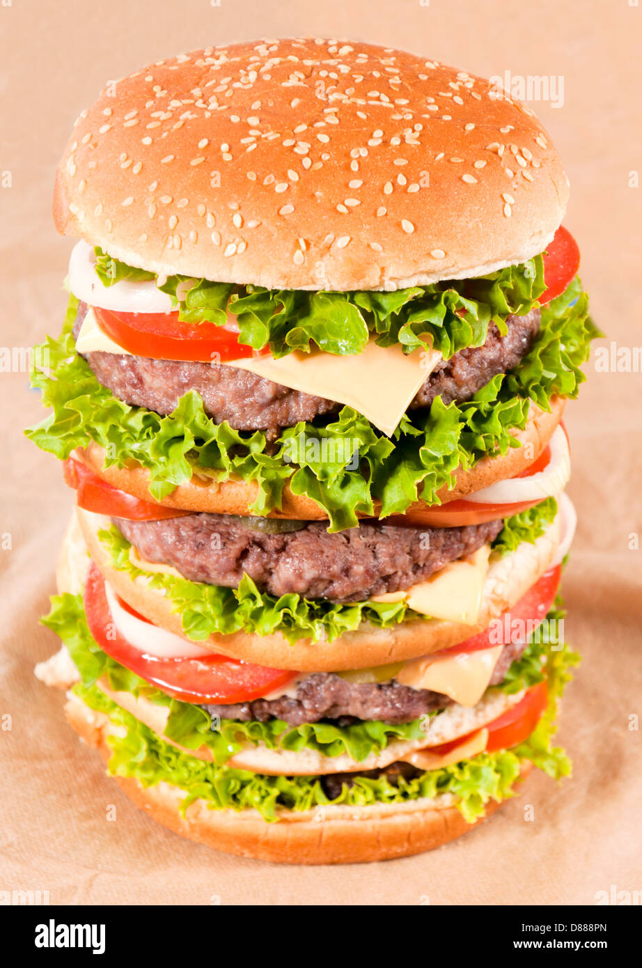 Huge hamburger shoot from above Stock Photo - Alamy