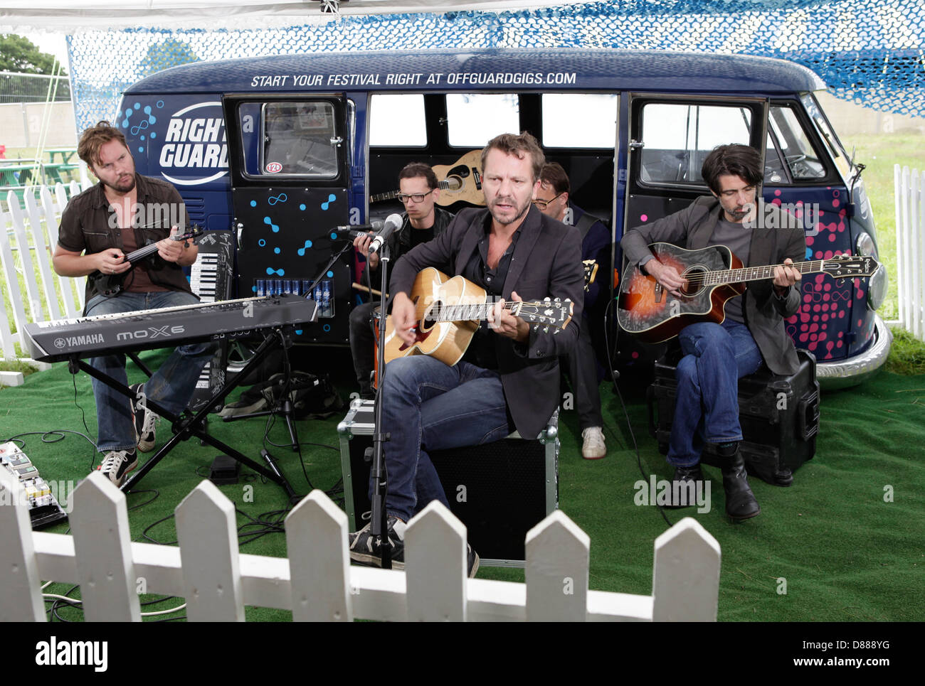 DEUS PERFORM BACKSTAGE AT LATITUDE MUSIC FESTIVAL UK 2012, Tom Barman ...