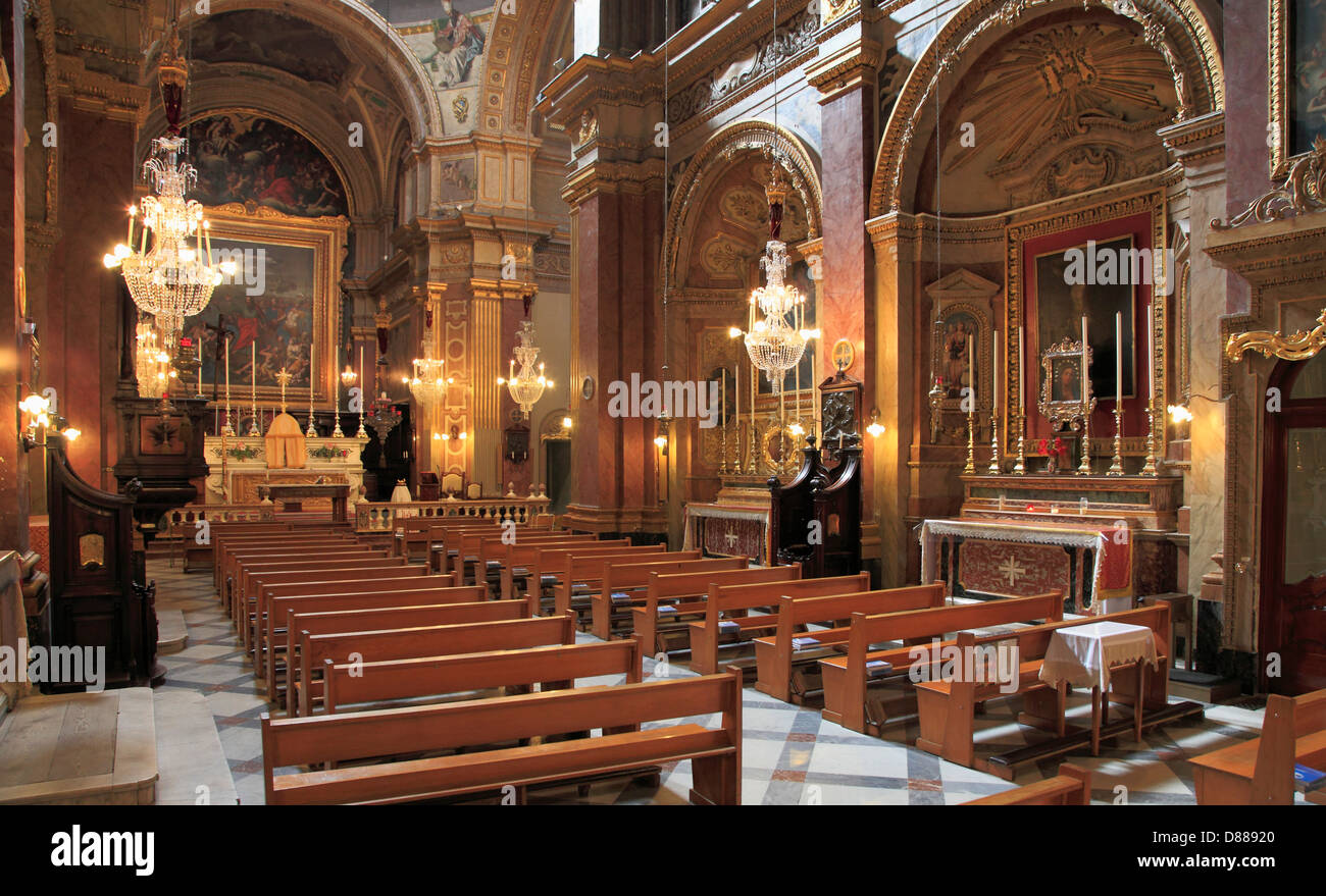 Malta, Rabat, St Paul's Church, interior Stock Photo - Alamy