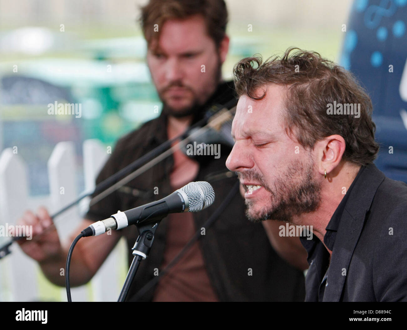 DEUS PERFORM BACKSTAGE AT LATITUDE MUSIC FESTIVAL UK 2012, Tom Barman ...