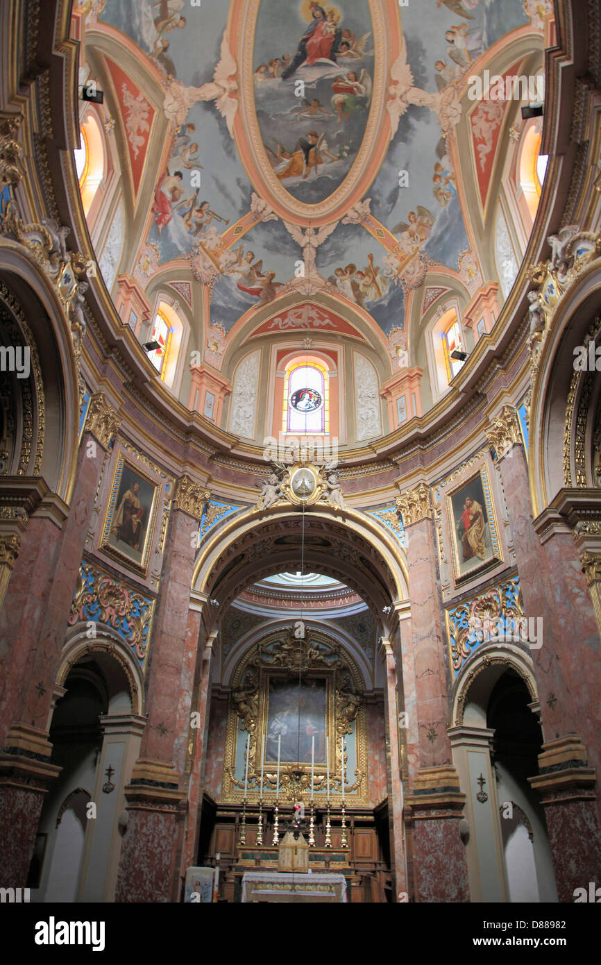 Malta, Mdina, Carmelite Church, interior Stock Photo - Alamy