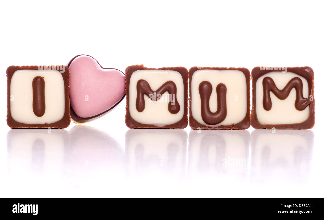 i love mum chocolates studio cutout Stock Photo - Alamy