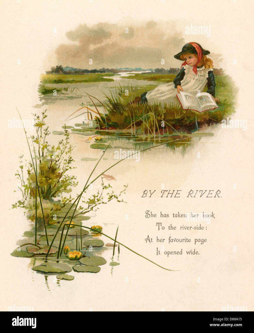 GIRLS READING BY RIVER Stock Photo - Alamy