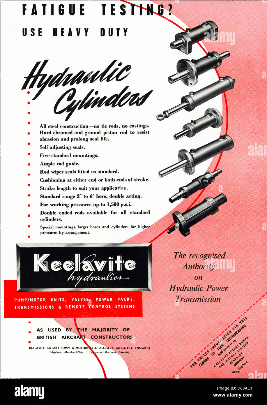 Advert for KEELAVITE heavy duty hydraulic cylinders for aircraft ...